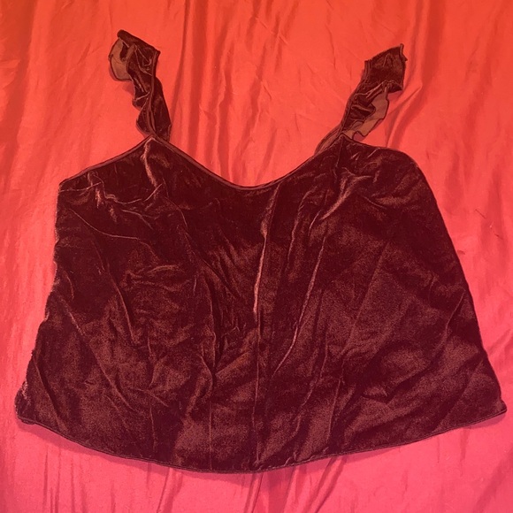 Victoria's Secret | Tops | Victorias Secret Deep Red Velvet Crop Top ...